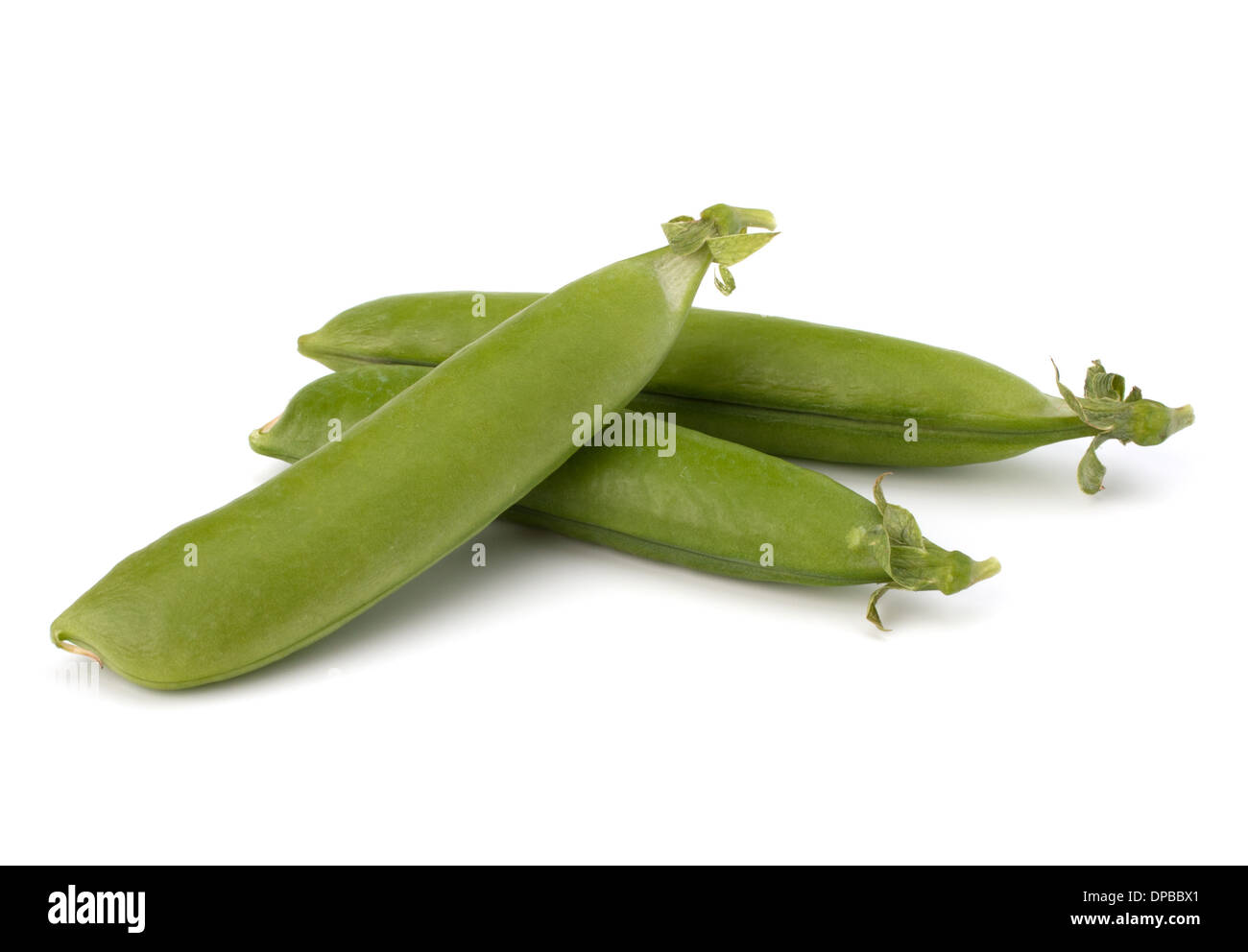 Fresh green pea pod isolated on white background Stock Photo - Alamy