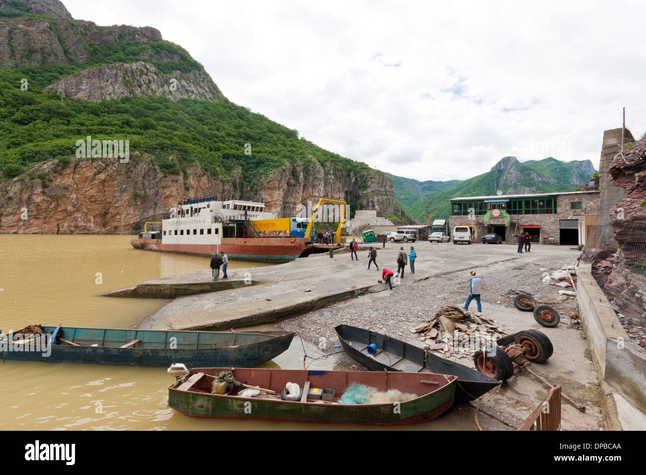Old Ferry over the koman lake right before departure Stock Photo - Alamy