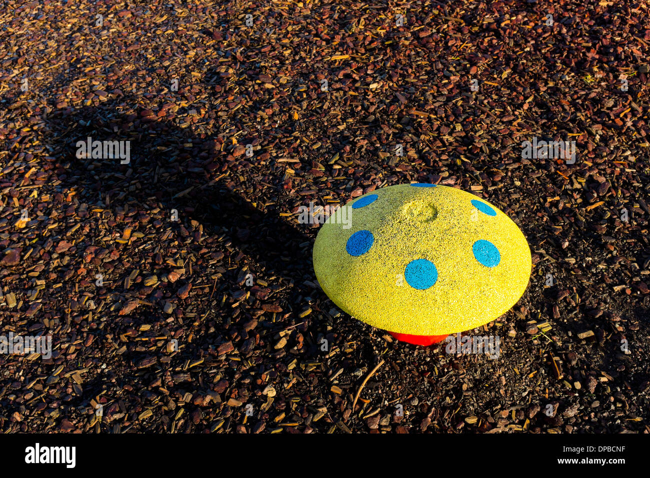 Toadstool seat in a playpark for children, Nottinghamshire, England ...