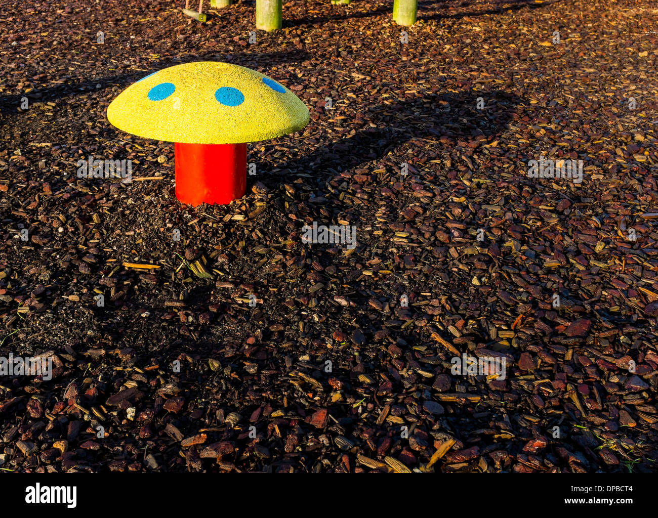 Toadstool seat in a playpark for children, Nottinghamshire, England ...