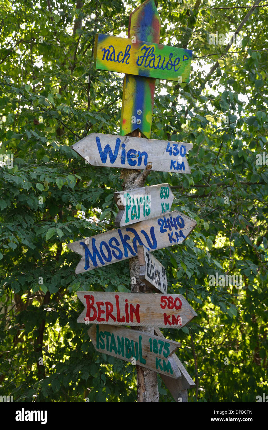German signpost with capital cities Stock Photo - Alamy