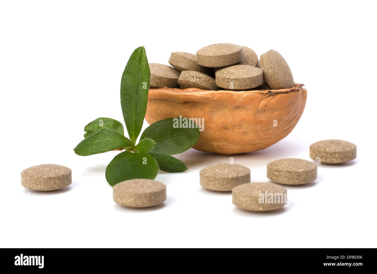 herbal pills isolated on white background Stock Photo - Alamy