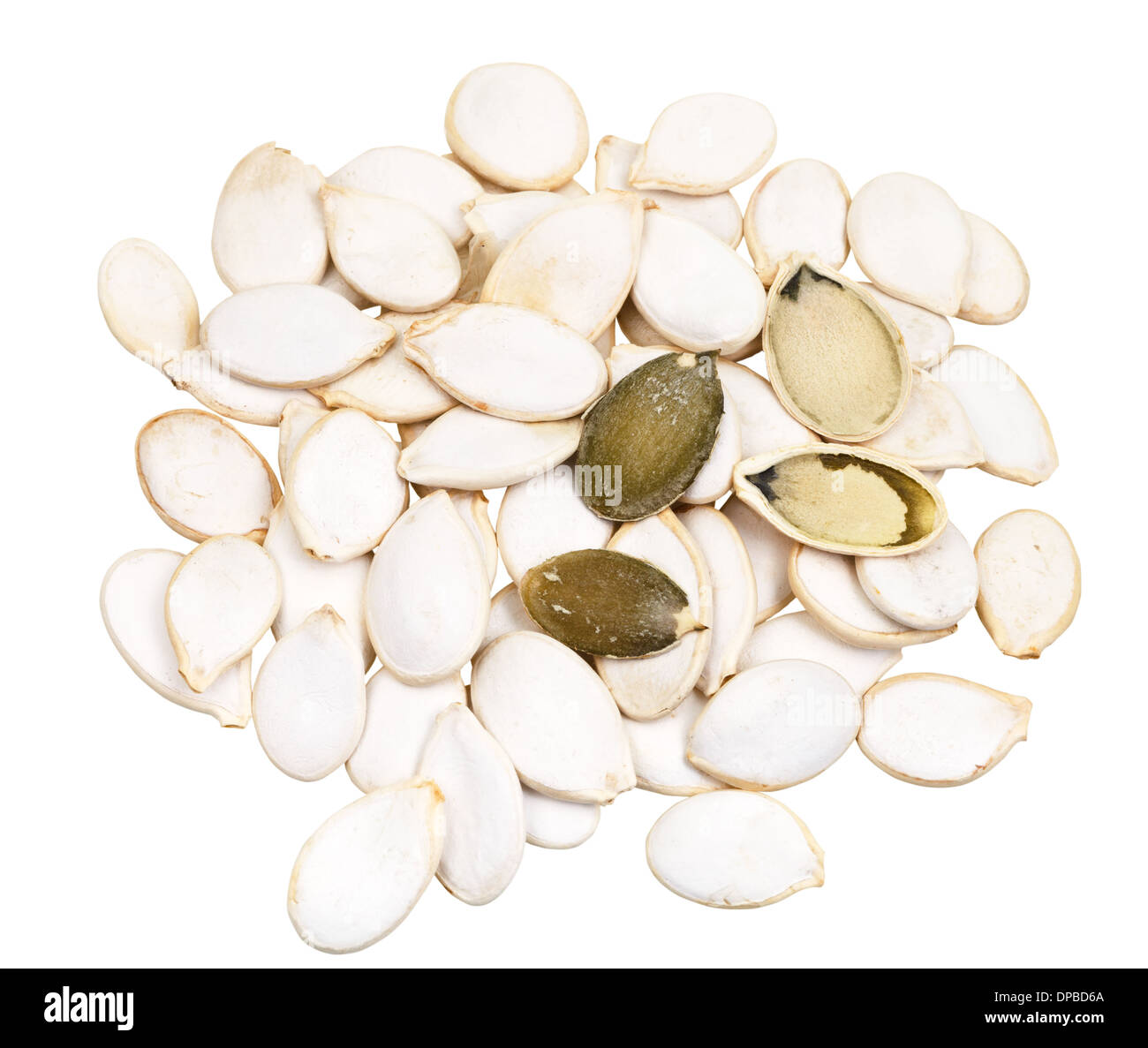 heap of pumpkin seeds isolated on white background Stock Photo - Alamy