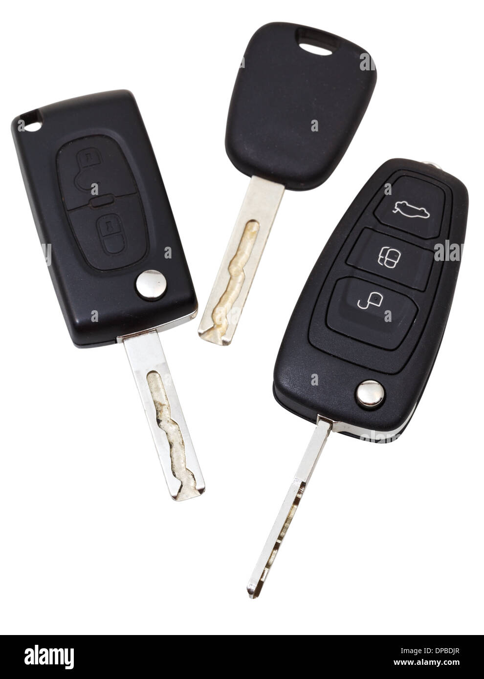 top view of three vehicle keys isolated on white background Stock Photo ...