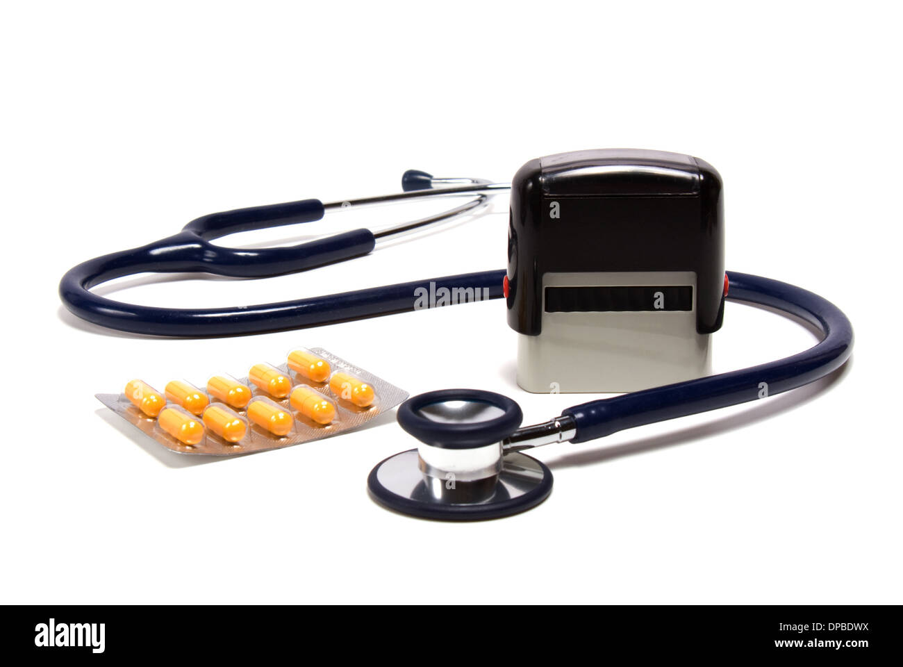 stethoscope and doctor seal isolated on white background Stock Photo ...