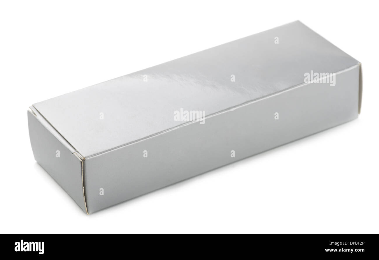 Small blank grey box isolated on white Stock Photo - Alamy