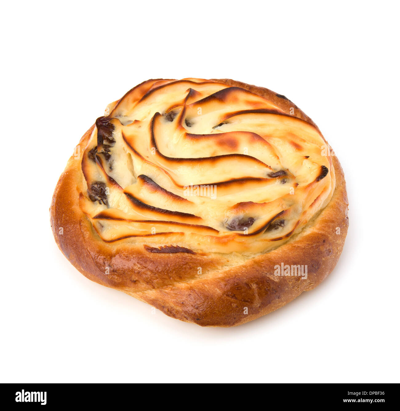 Delicious sweet cream bun isolated on white background Stock Photo - Alamy
