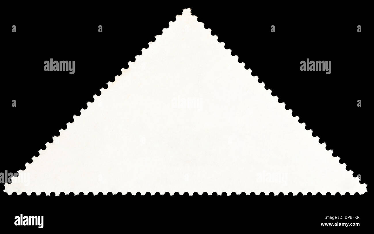 background from reverse side of triangular postage stamp on black Stock ...