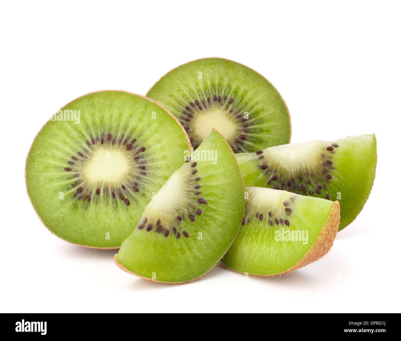 Kiwi fruit sliced segments isolated on white background cutout Stock ...