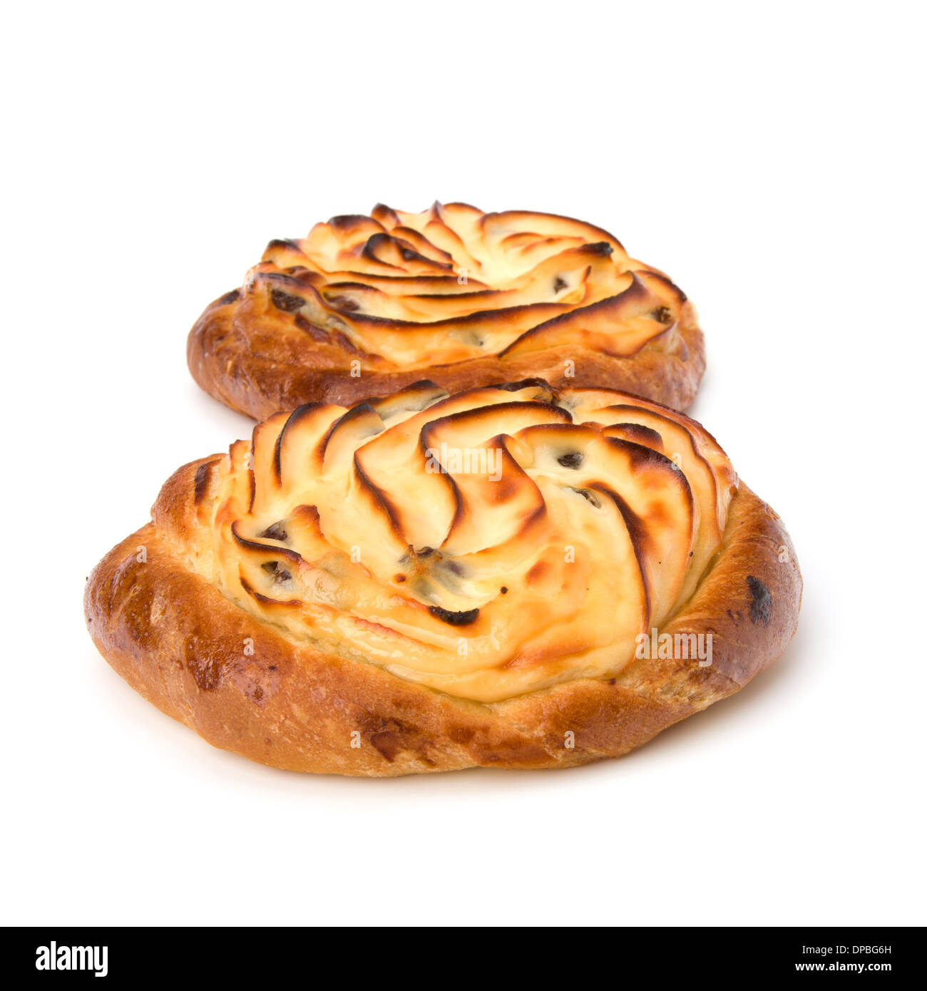 Delicious sweet cream buns isolated on white background Stock Photo - Alamy