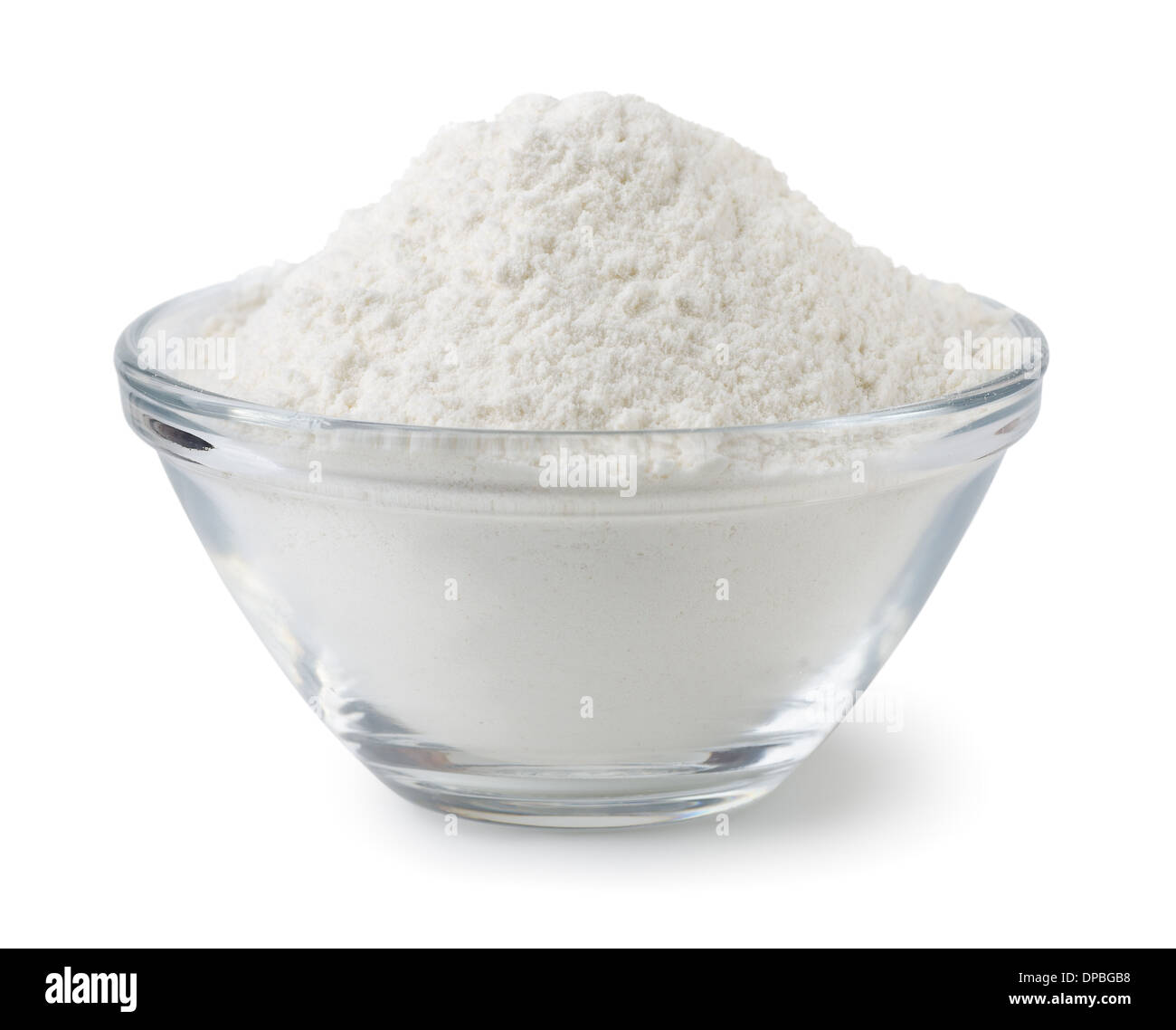 Glass bowl of wheat flour isolated on white Stock Photo - Alamy