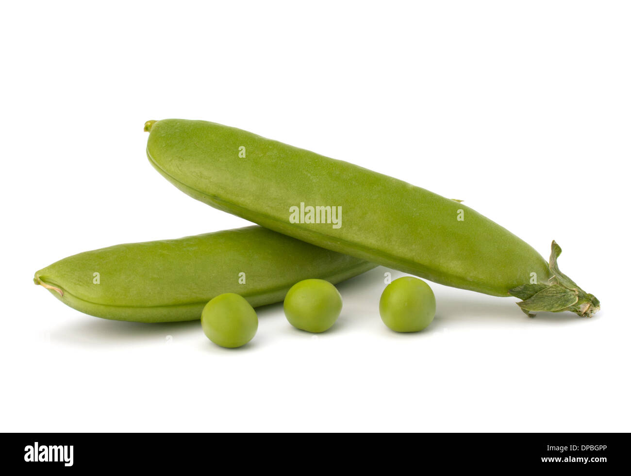 Fresh green pea pod isolated on white background Stock Photo - Alamy