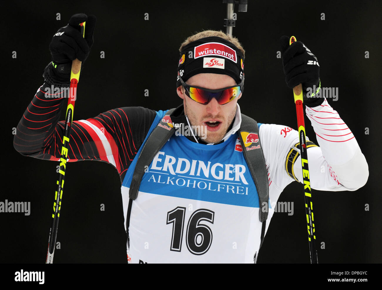Ruhpolding, Germany. 11th Jan, 2014. Austria's Dominik Landertinger ...