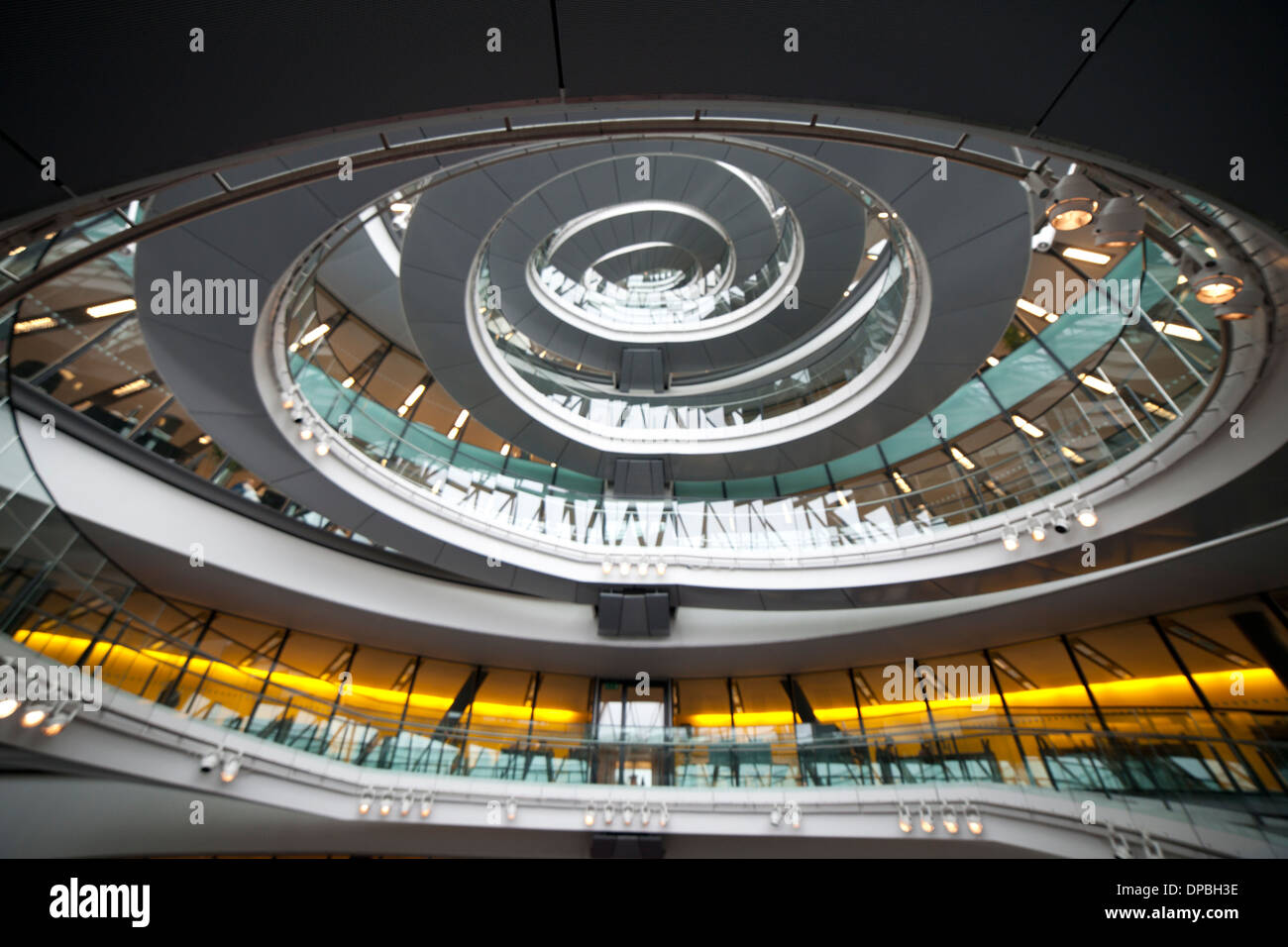 London City Hall by Norman Foster spiral ceiling interior Stock Photo ...