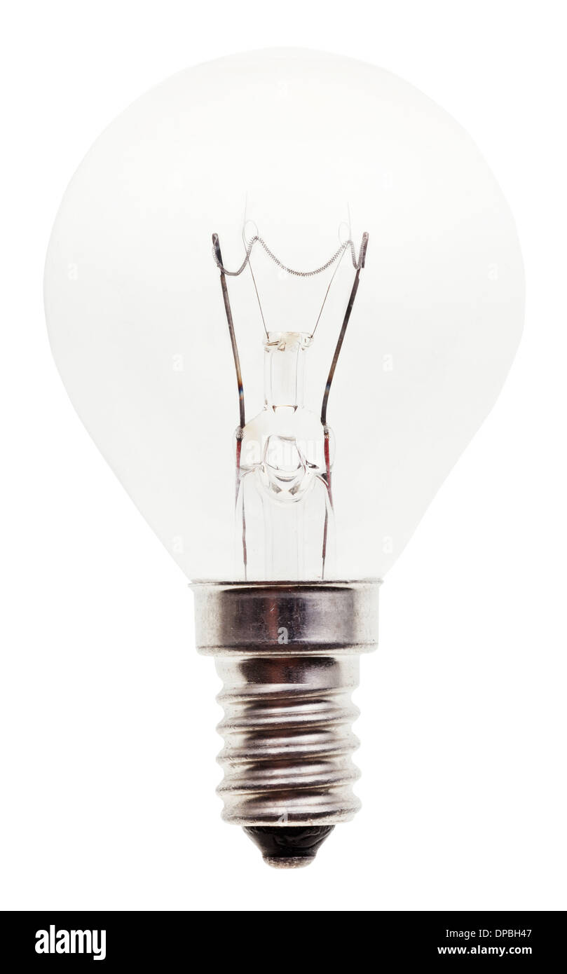 usual transparent incandescent light bulb isolated on white background ...
