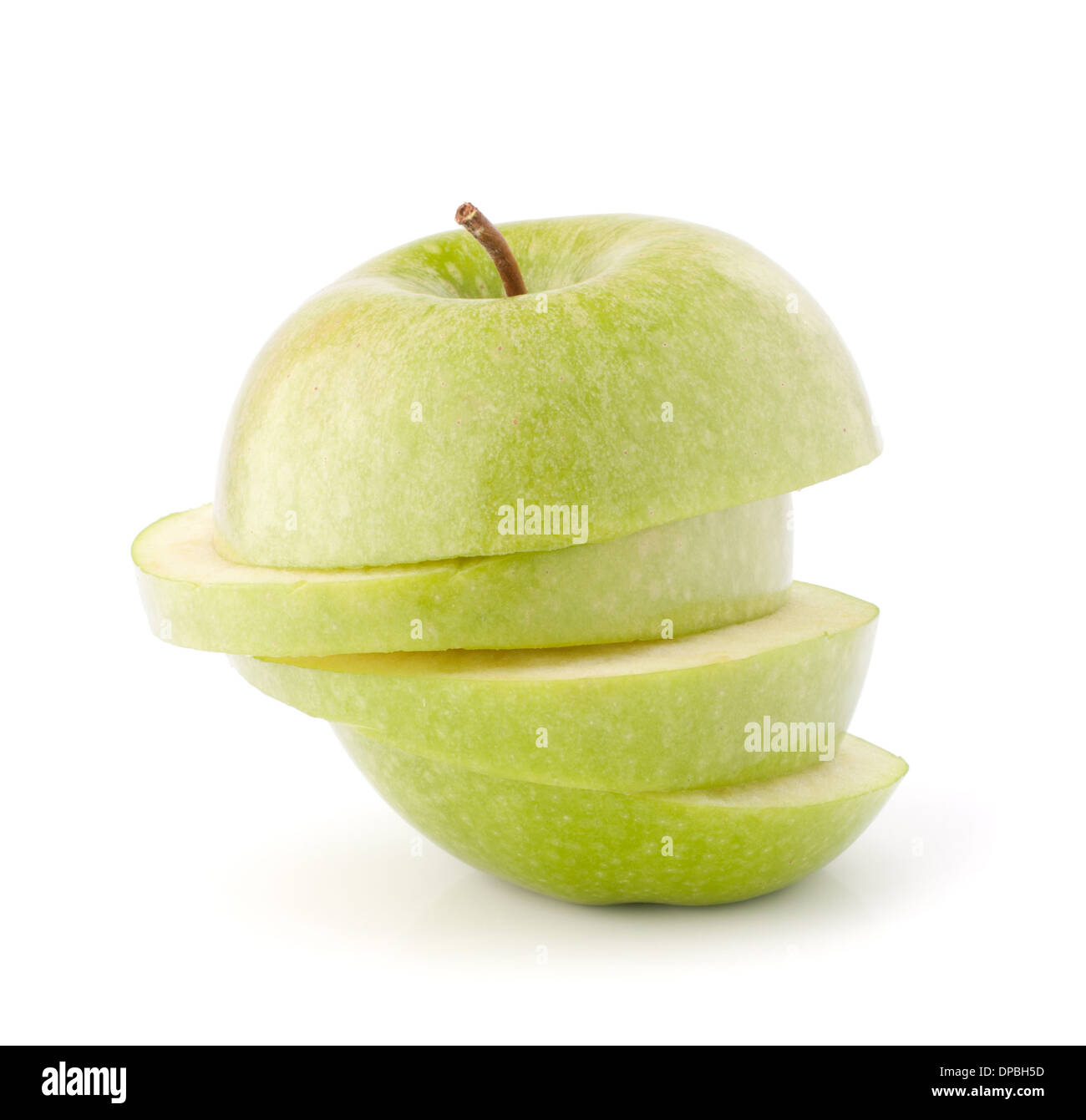 Green sliced apple isolated on white background cutout Stock Photo - Alamy