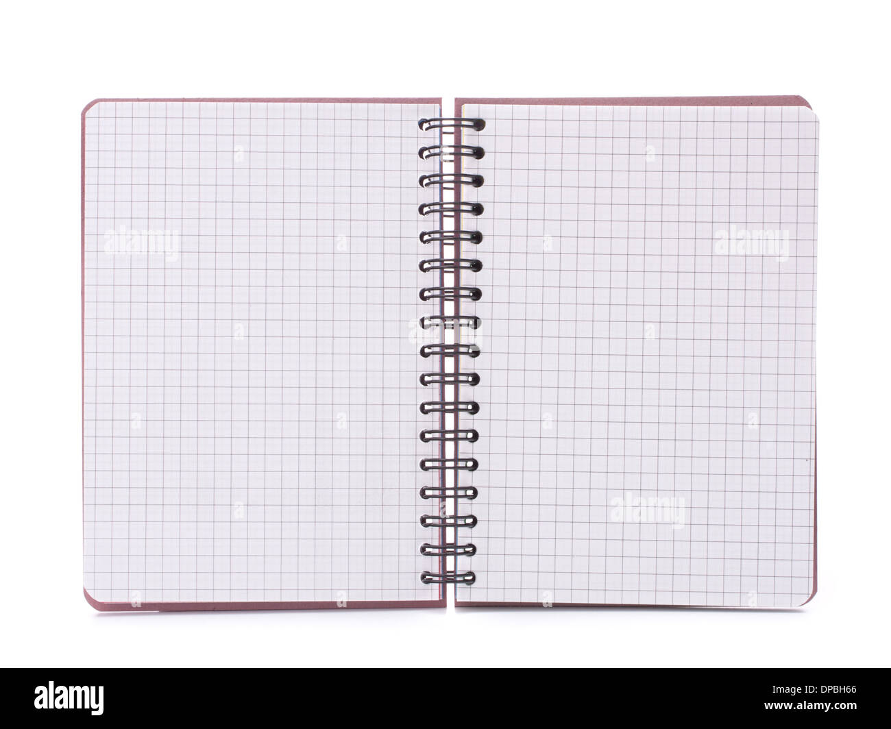 Open blank checked notebook isolated on white background cutout Stock ...