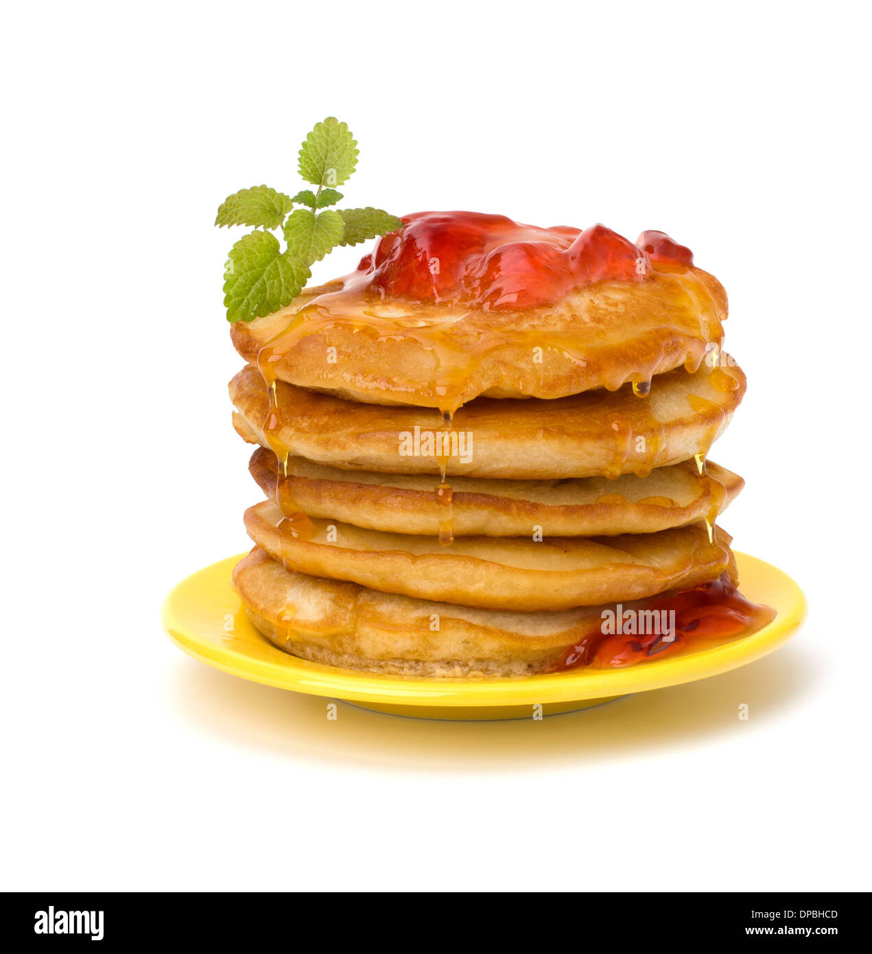 Pancakes stack on white background Stock Photo - Alamy