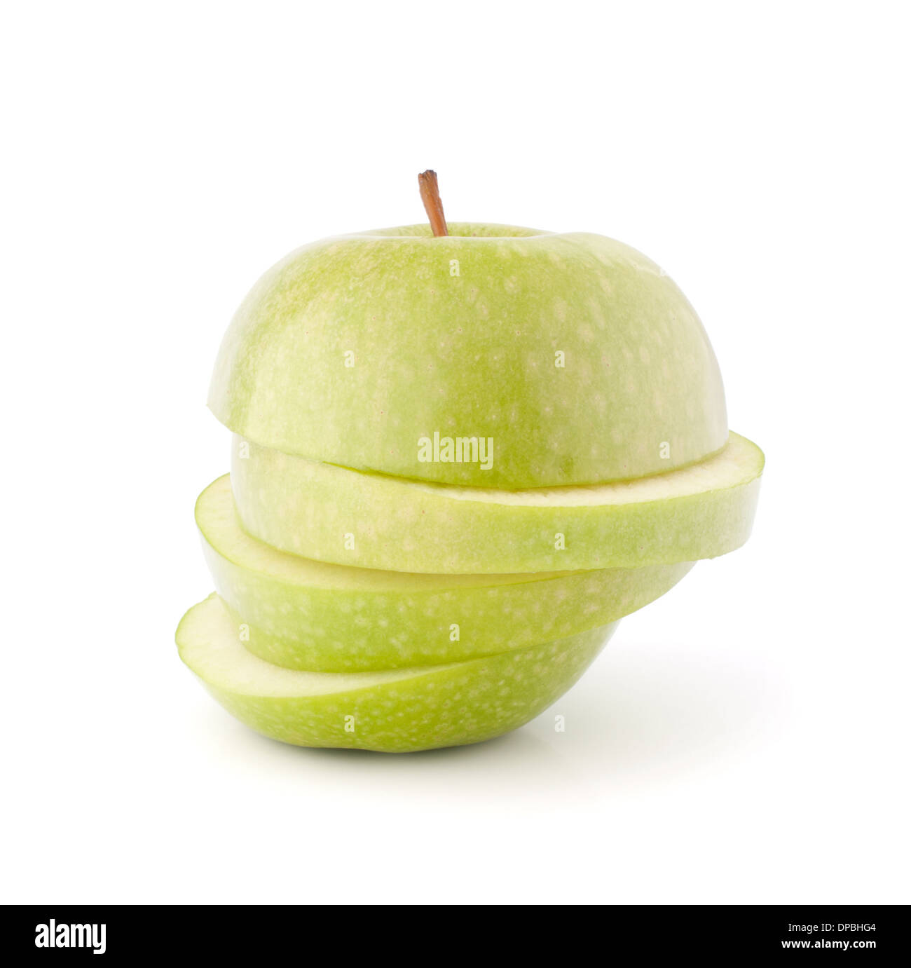 Green sliced apple isolated on white background cutout Stock Photo - Alamy