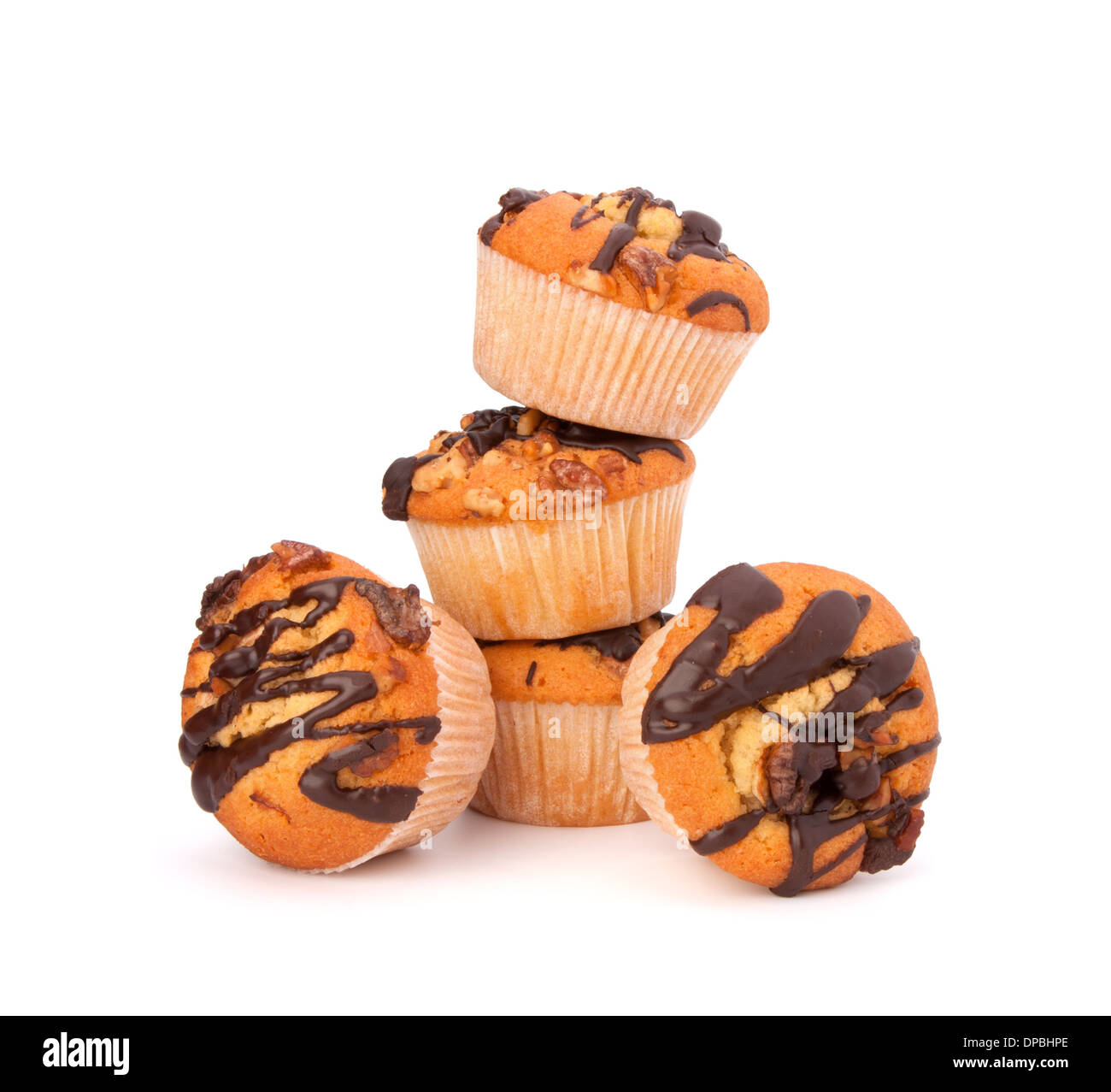 Stacked muffins isolated on white background Stock Photo - Alamy