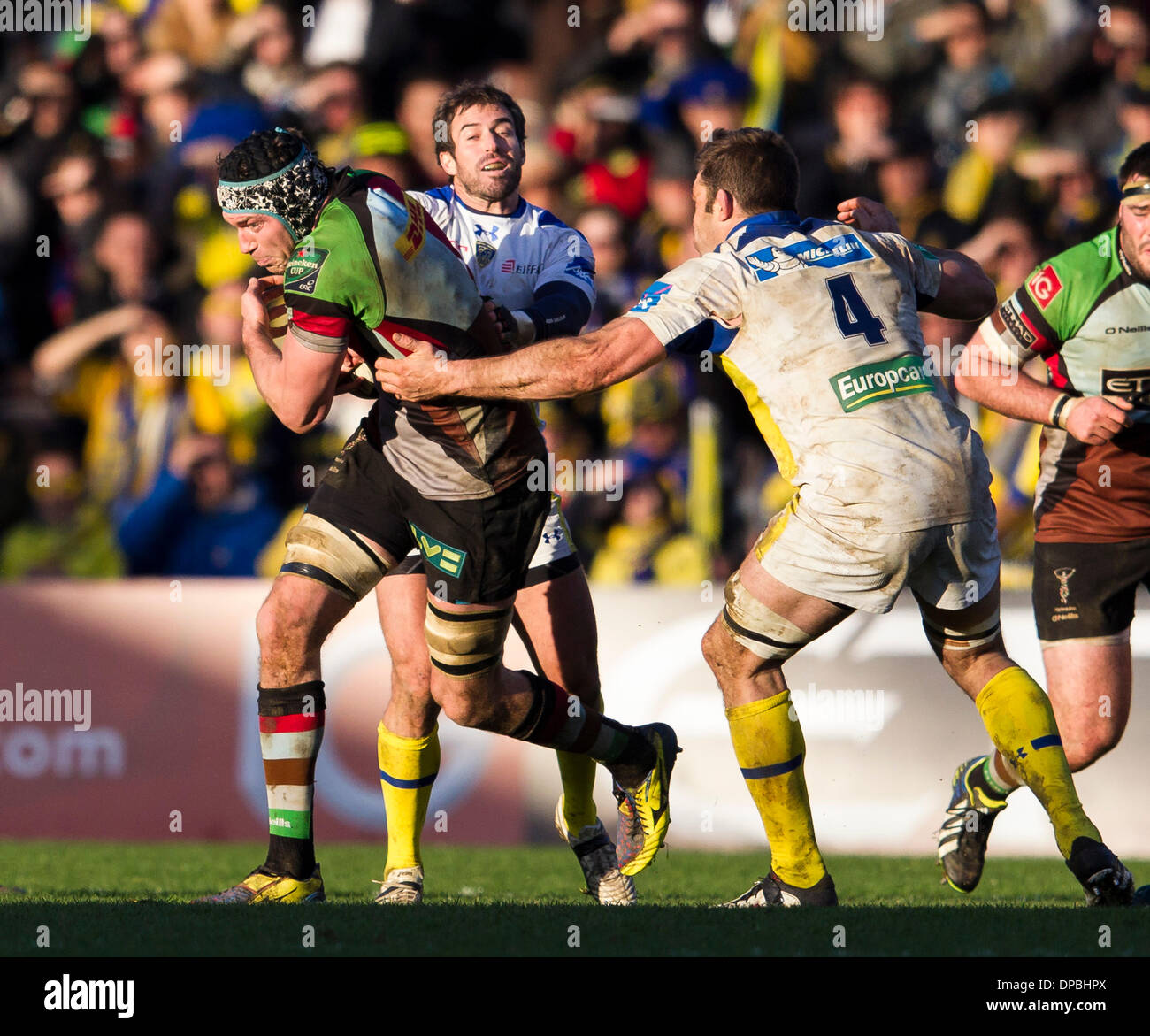 London, UK. 11th Jan, 2014. Nick KENNEDY of Harlequins bursts through ...