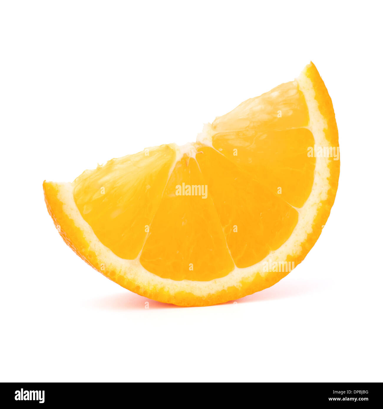 One orange fruit segment or cantle isolated on white background cutout ...