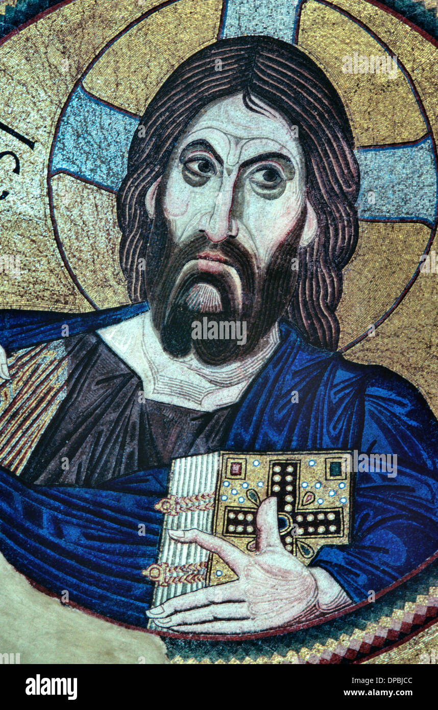 Jesus Christ Pantocrator Portrait Holding the Bible c11th Byzantine ...