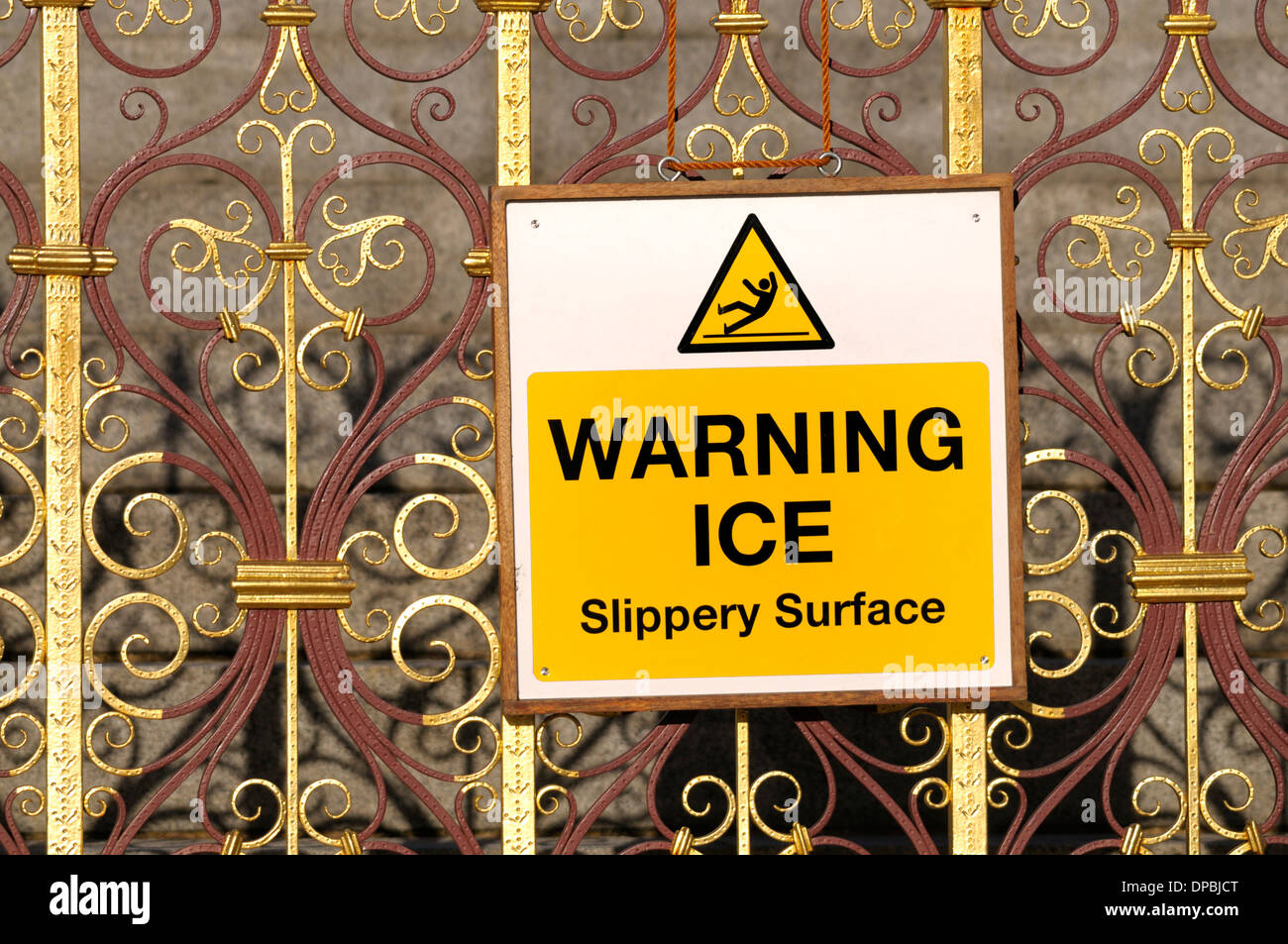 Warning ice slippery surface sign hi-res stock photography and images ...