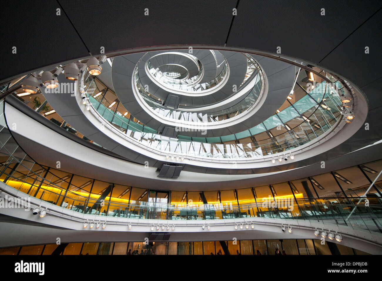 London City Hall by Norman Foster spiral ceiling interior Stock Photo ...