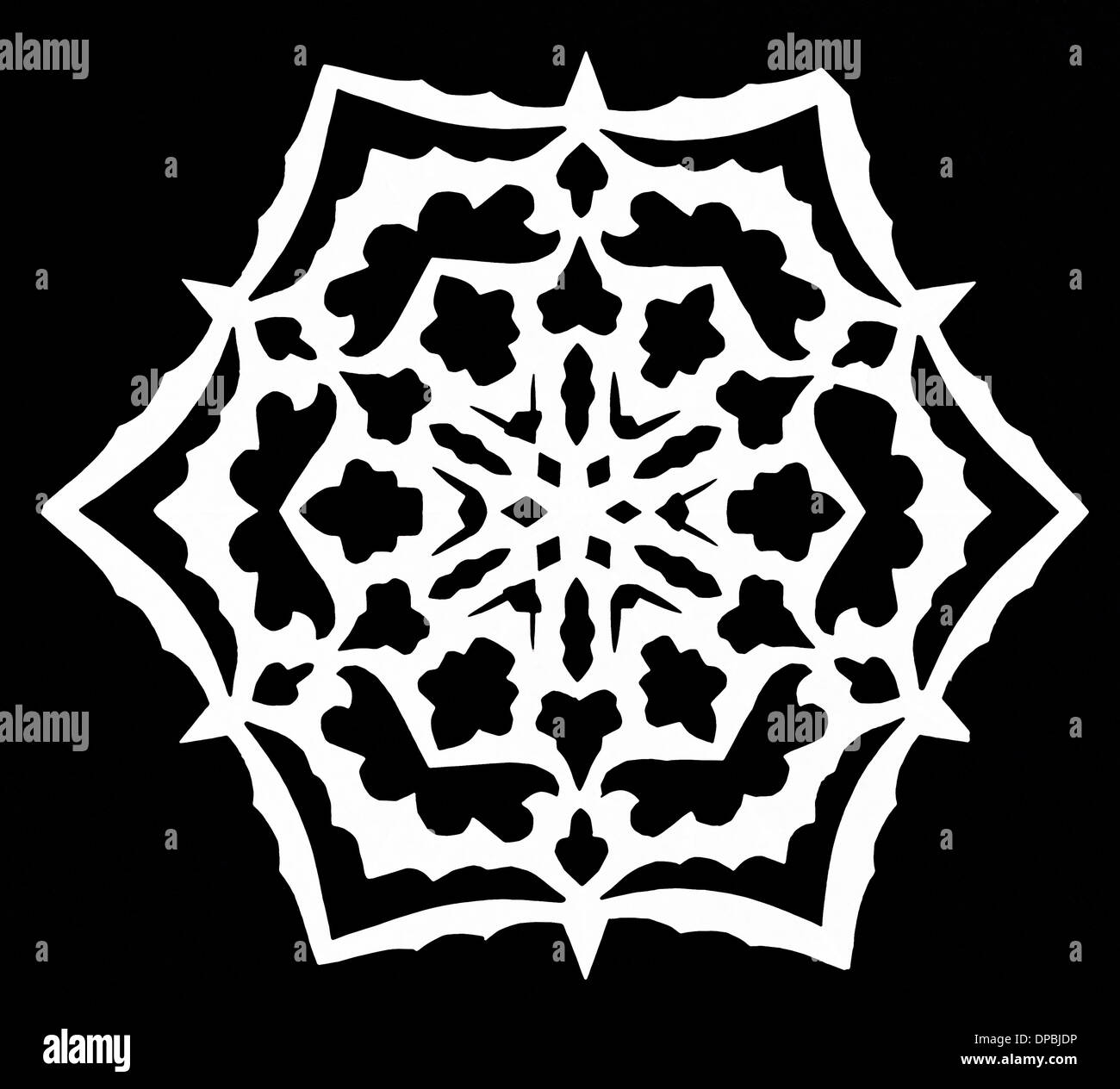 hand made cut out white snowflake on black paper background Stock Photo ...
