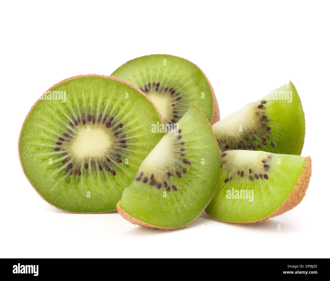Kiwi fruit sliced segments isolated on white background cutout Stock ...