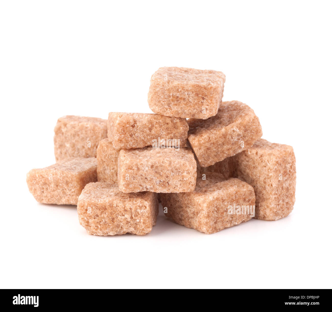 Lump brown cane sugar cubes isolated on white background Stock Photo ...
