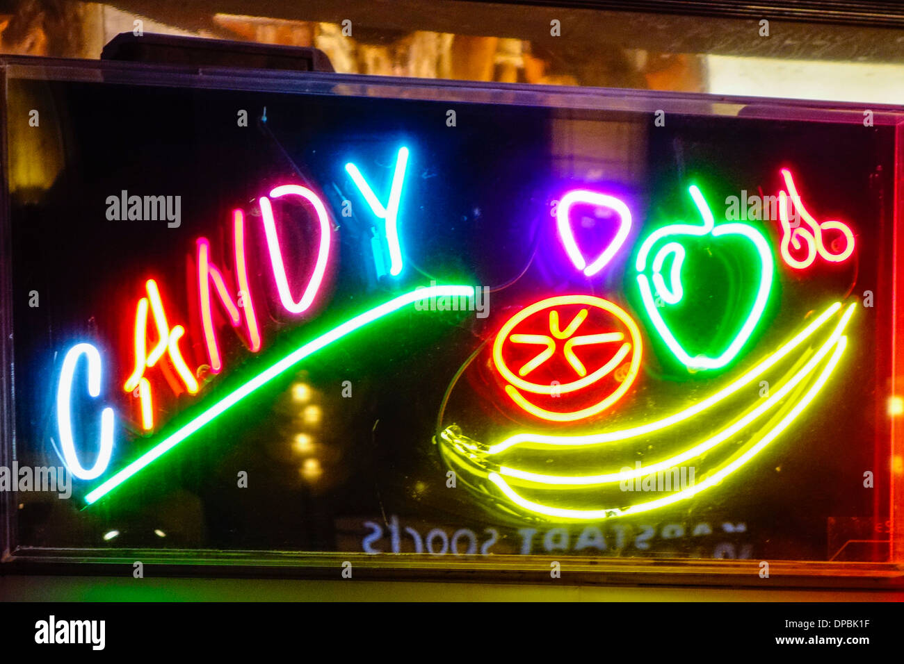 Colorful neon sign for candy Stock Photo - Alamy