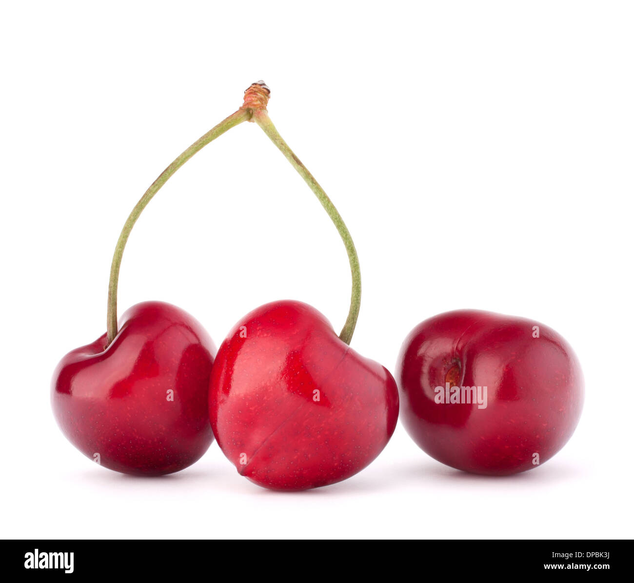 Heart shaped cherry berries isolated on white background cutout Stock ...