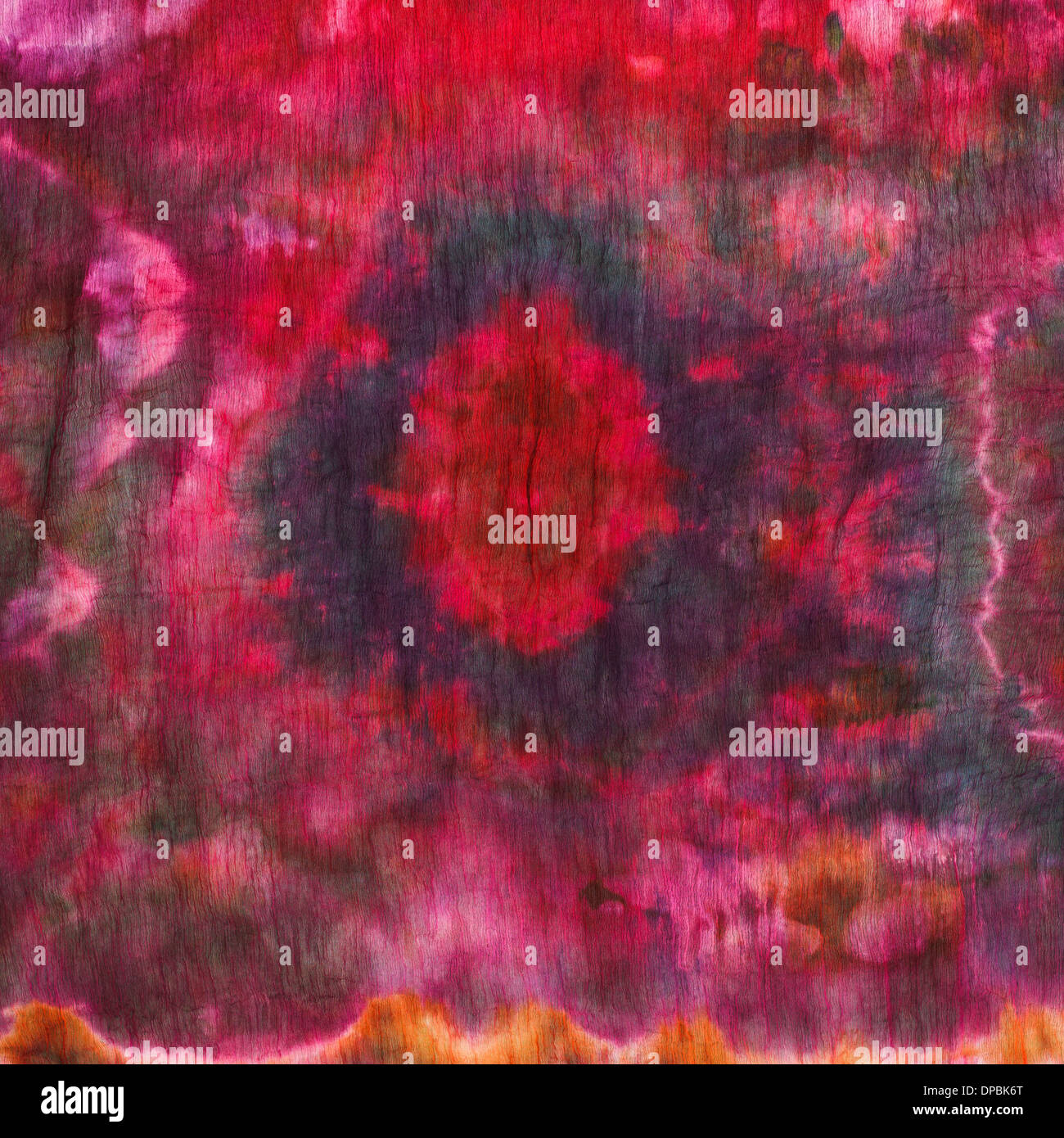 abstract red pattern of painted silk batik on handmade scarf Stock ...