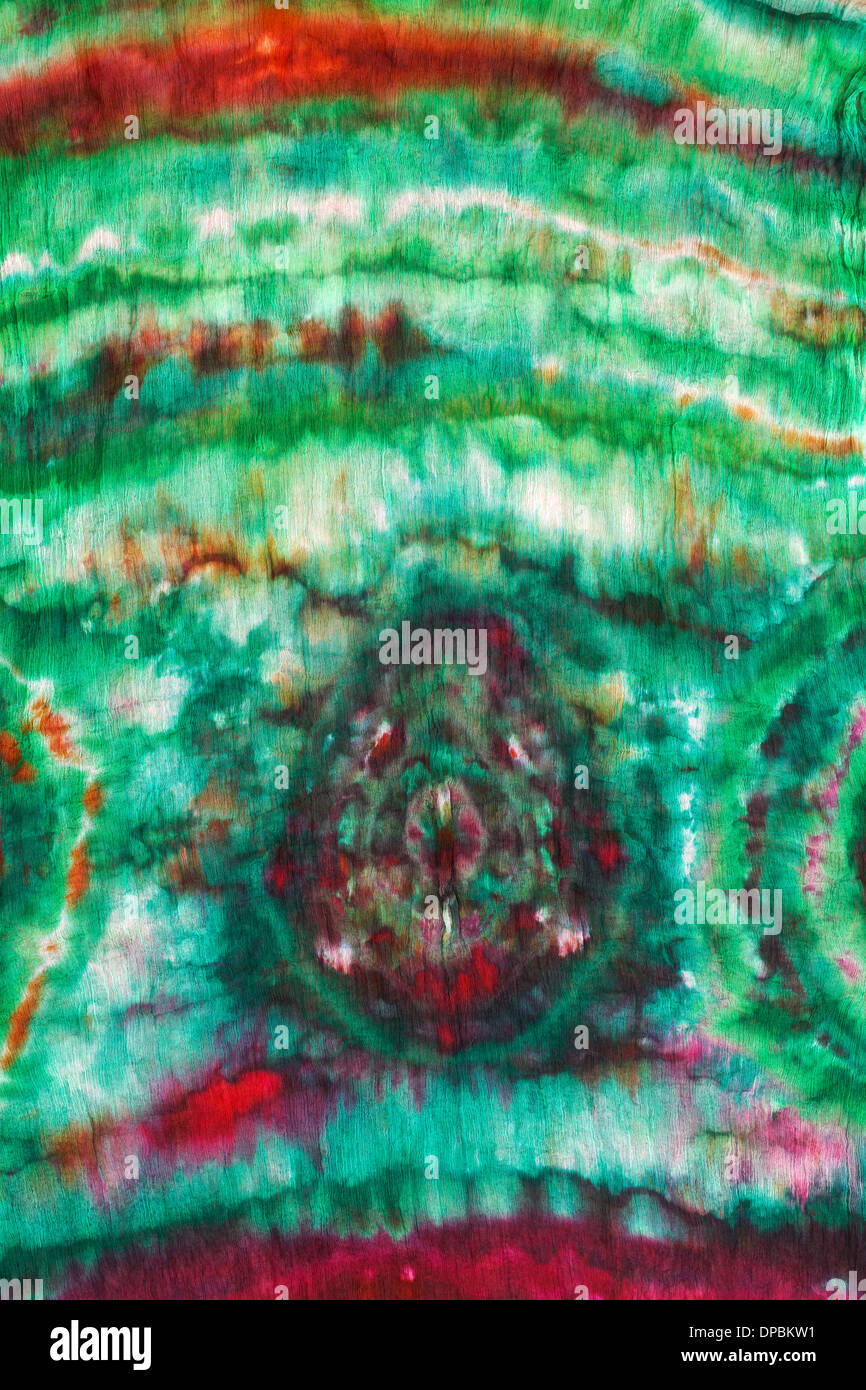 abstract wave pattern of painted silk batik on handmade scarf Stock ...