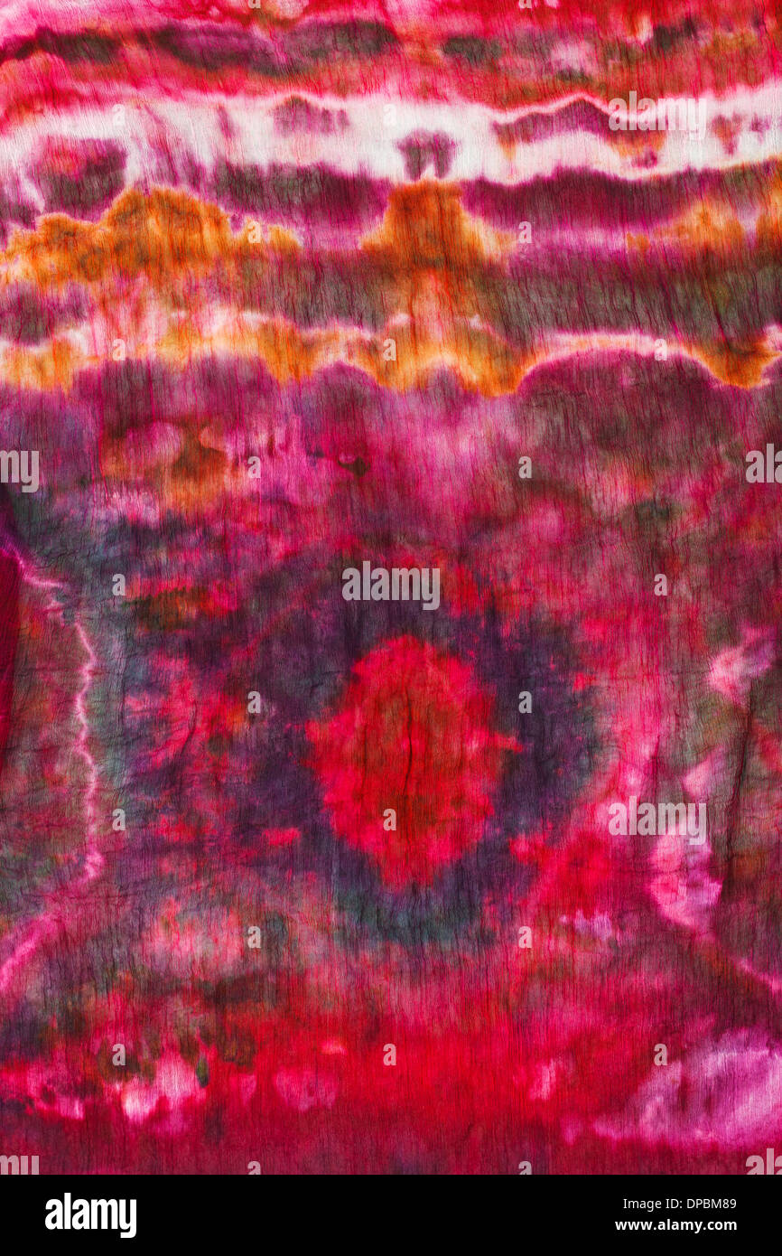 abstract pink pattern of painted silk batik on handmade scarf Stock ...