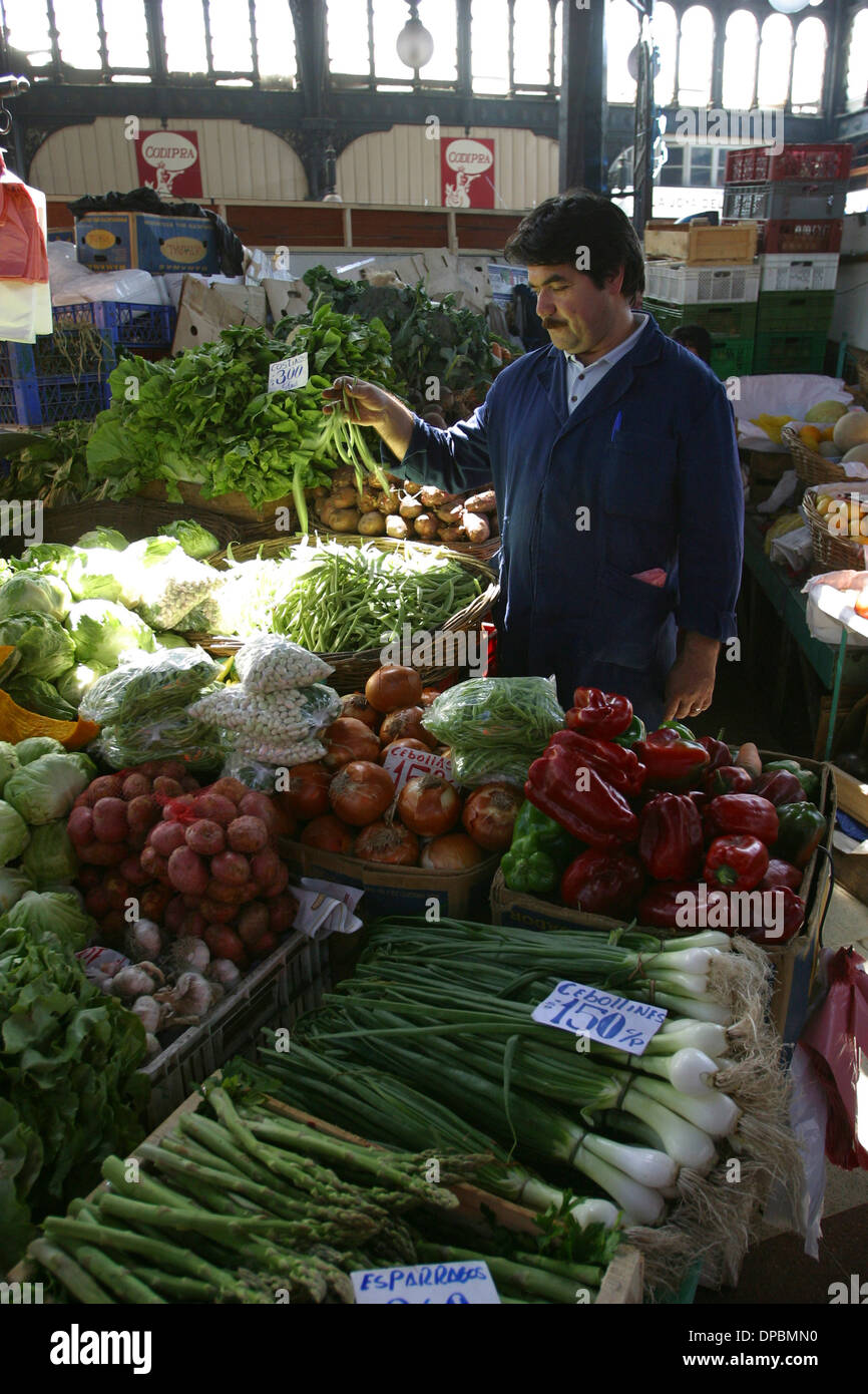 There are colorful displays of Chile's fine veggies at the Mercado ...