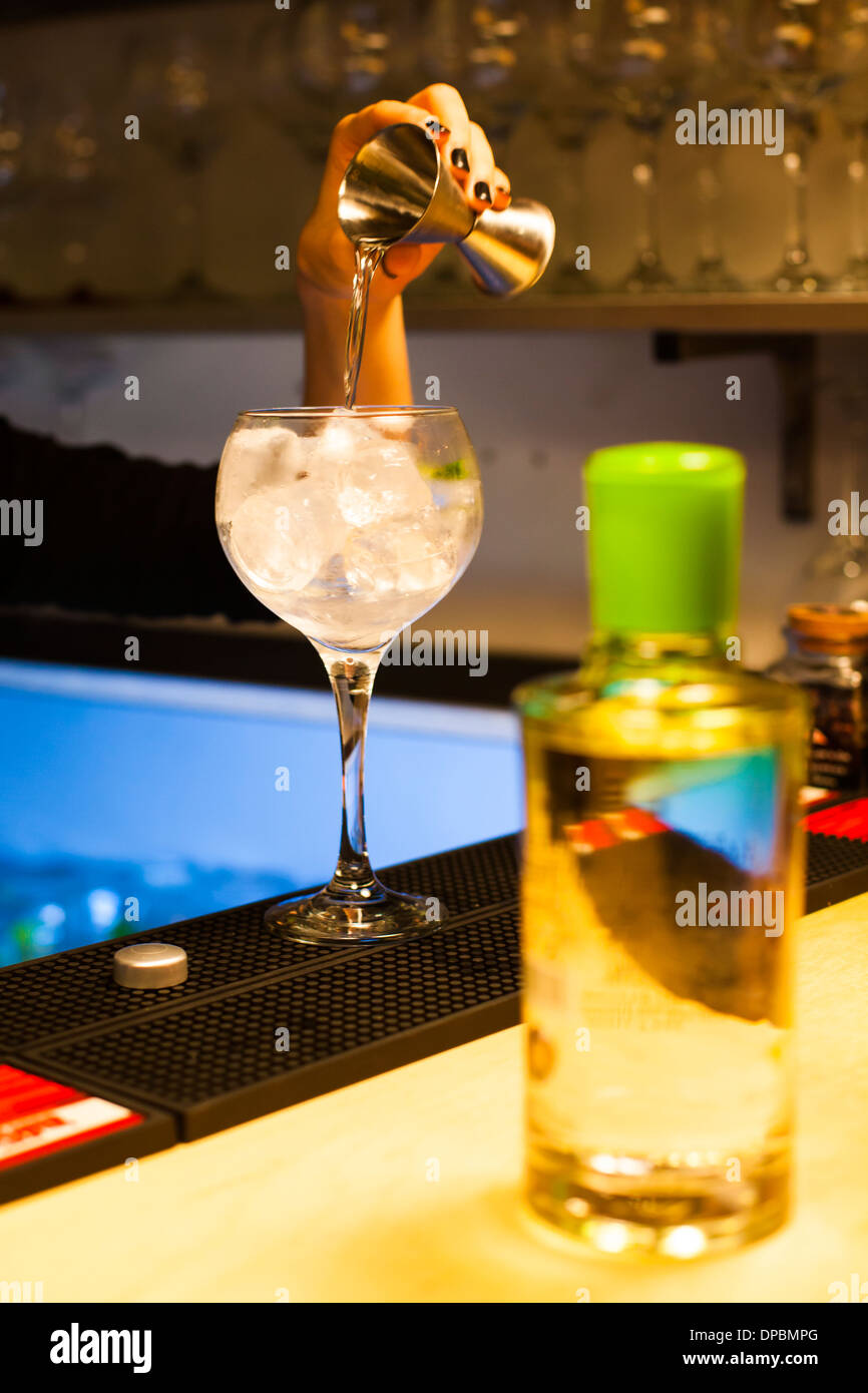 Making and trying various gin and tonic cocktails Stock Photo - Alamy