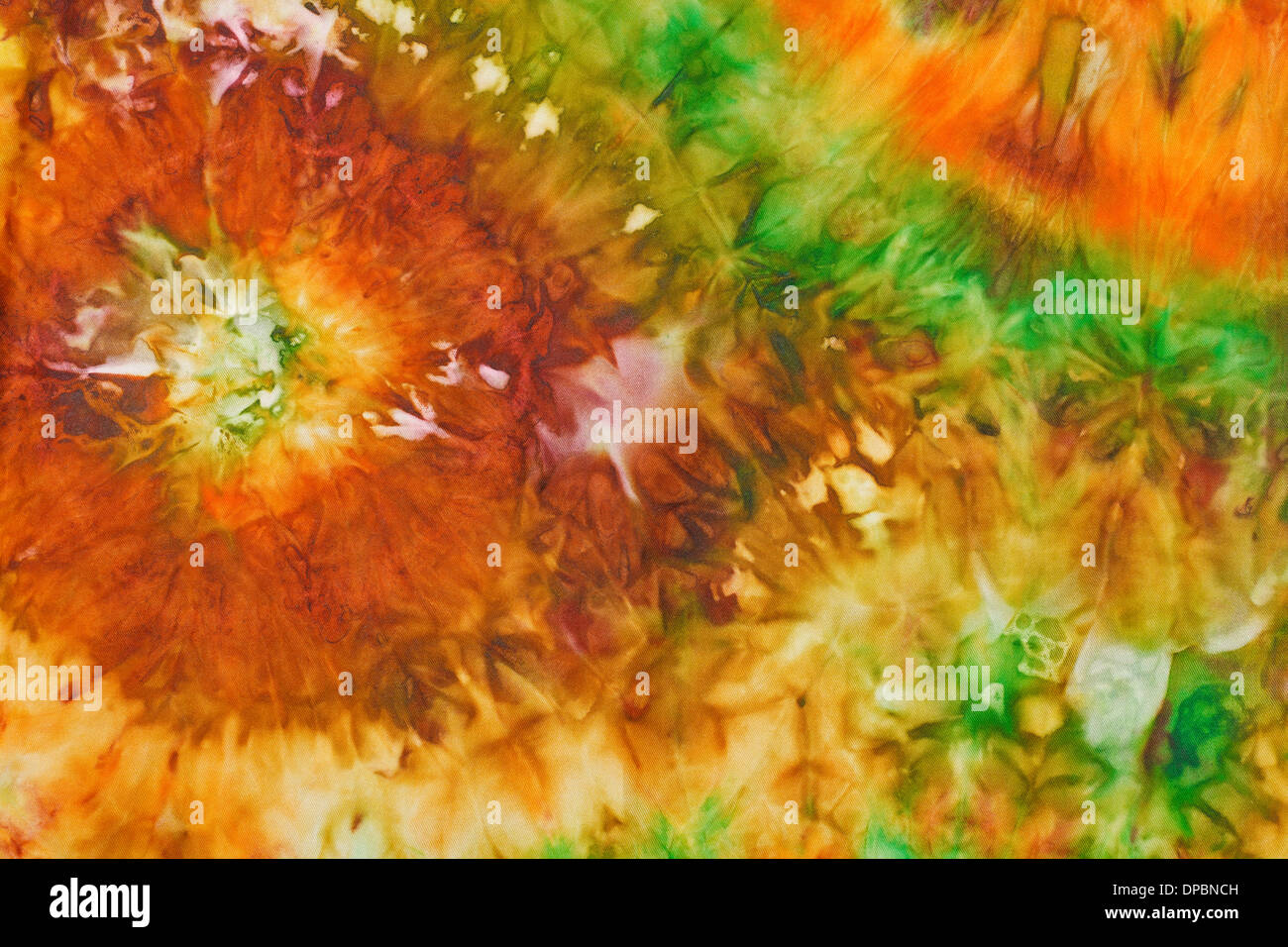 abstract bright stained pattern of painted silk batik on handmade scarf ...