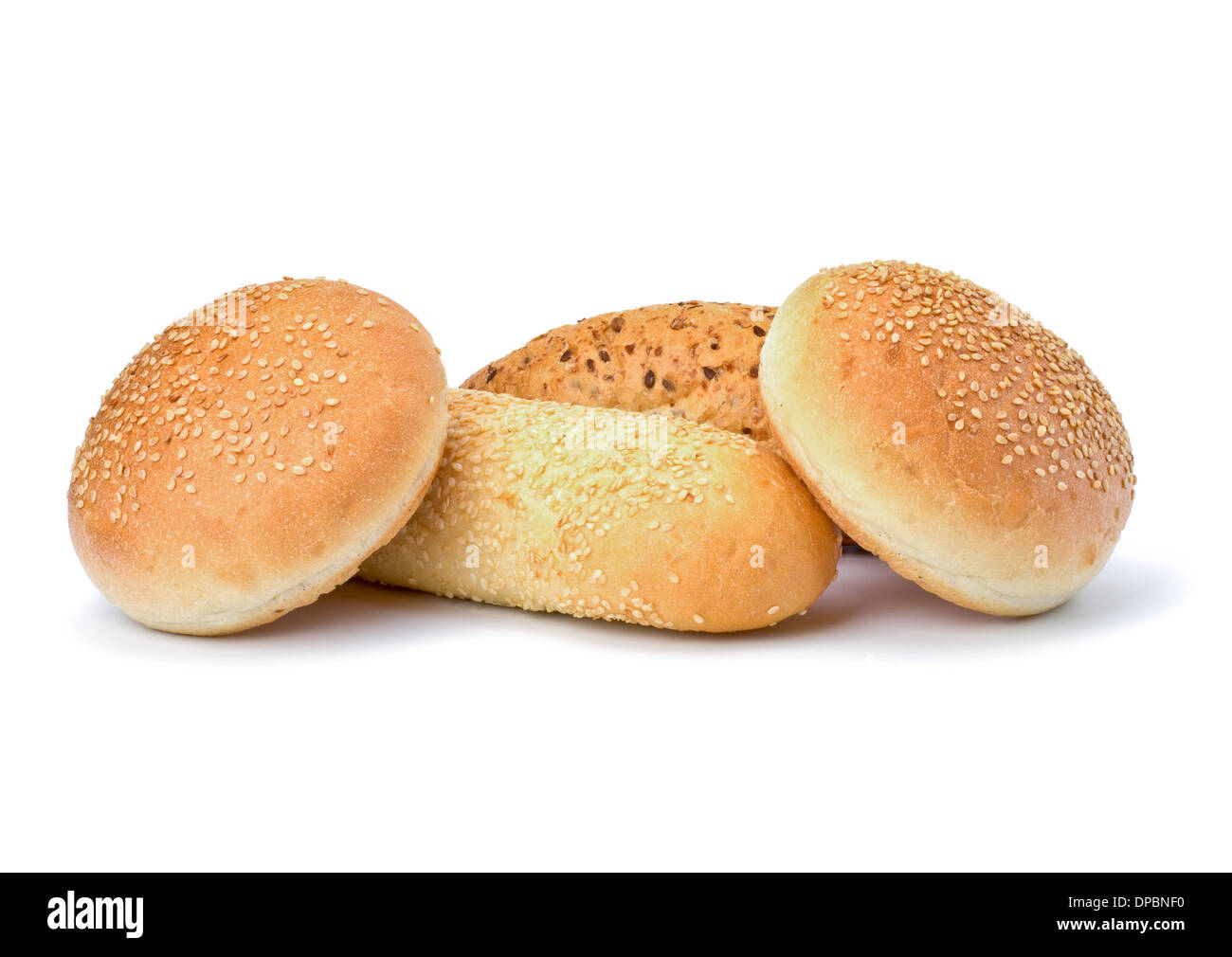Bread loafs and buns variety isolated on white background Stock Photo ...