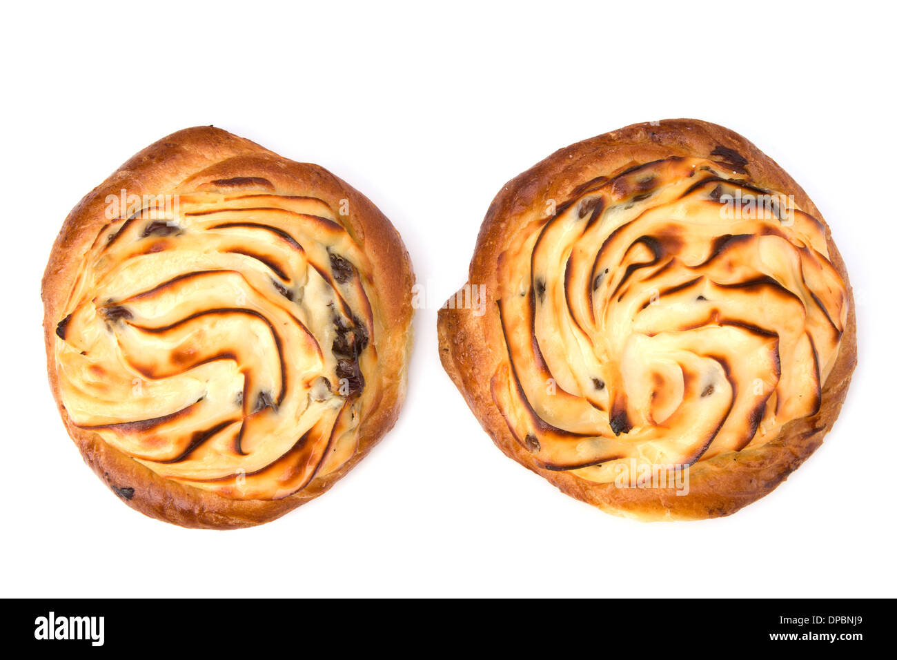 Delicious sweet cream buns isolated on white background Stock Photo - Alamy