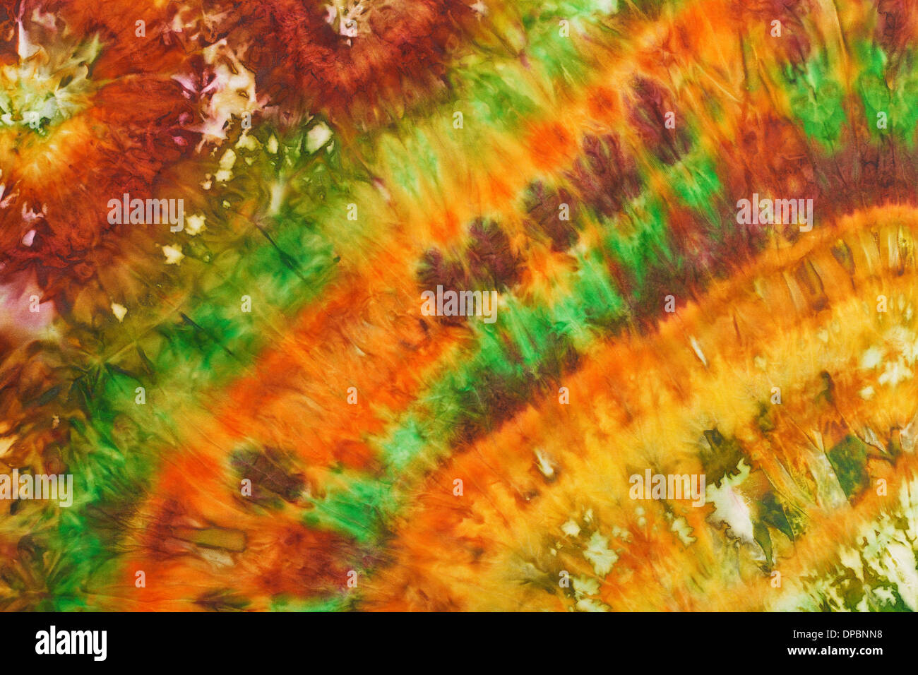 abstract bright rainbow pattern of painted silk batik on handmade scarf ...
