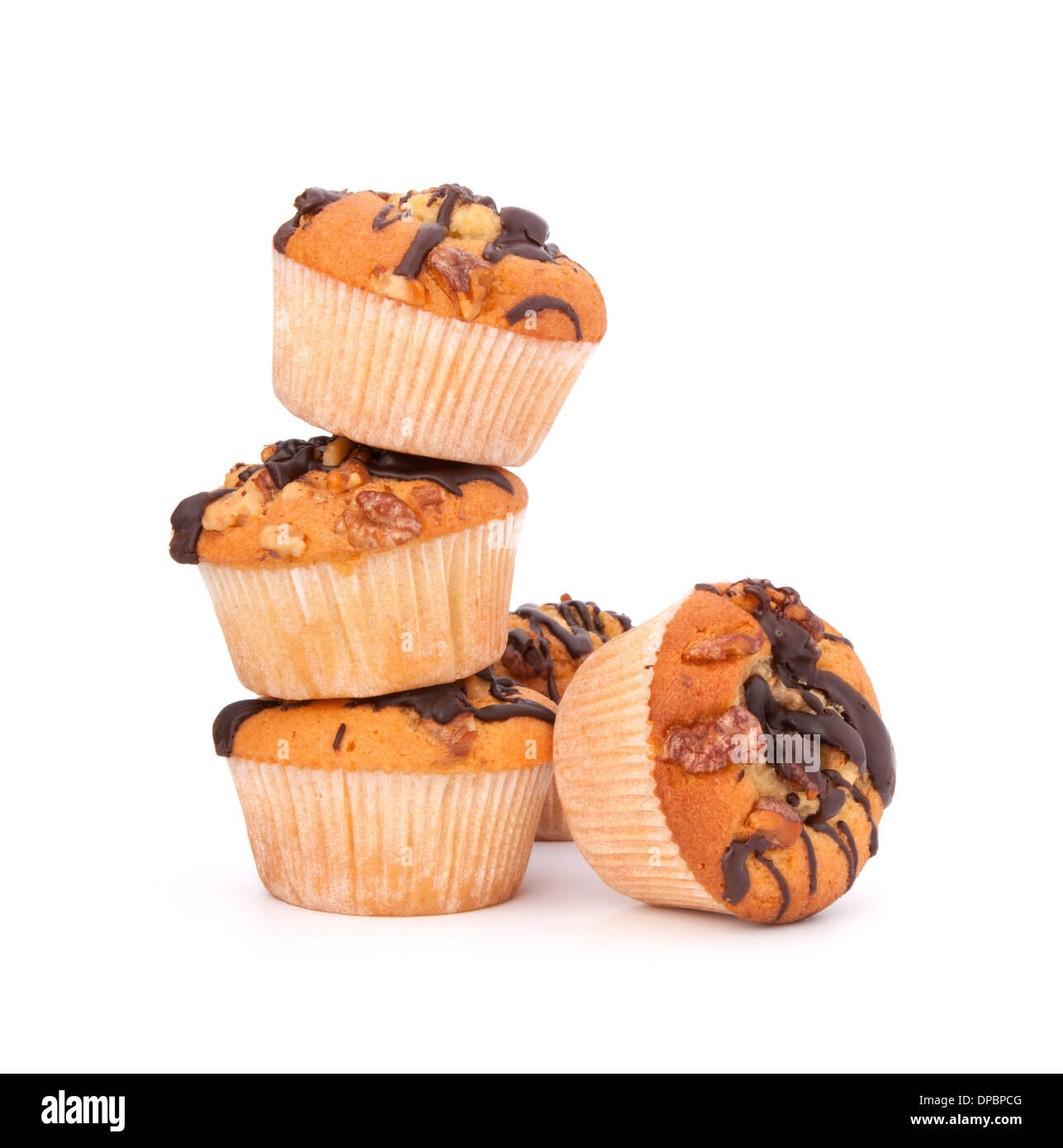 Stacked muffins isolated on white background Stock Photo - Alamy