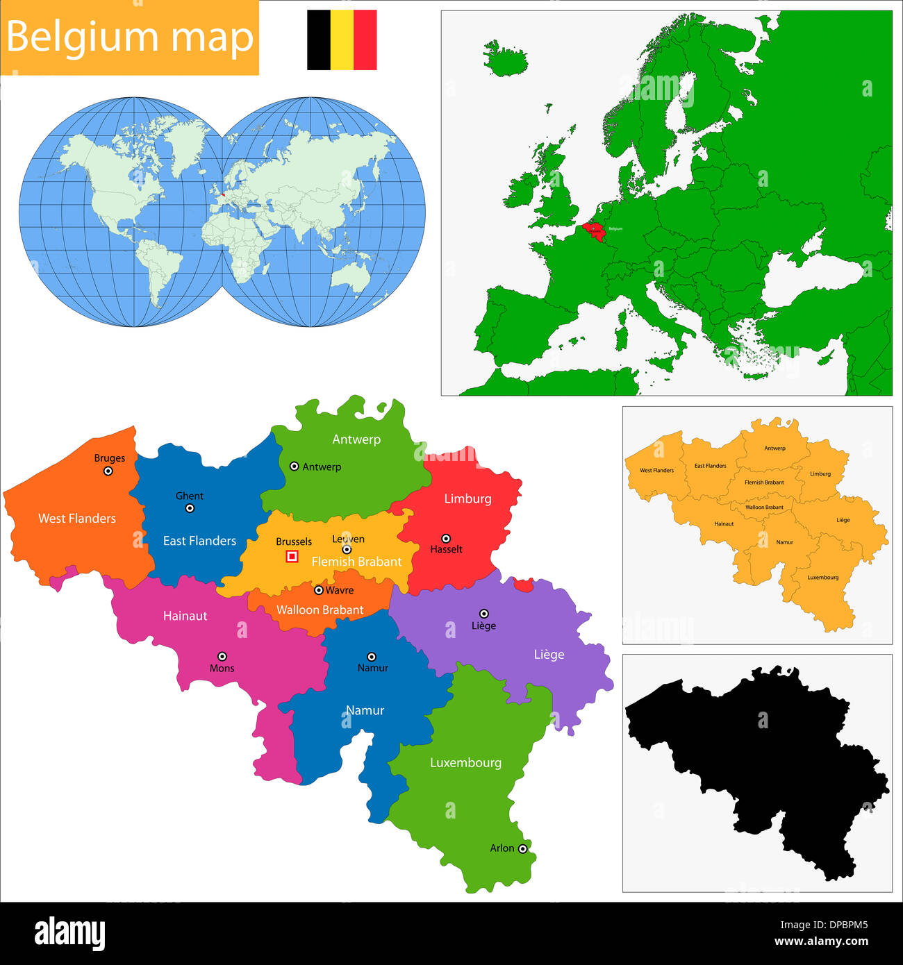 Map of belgium atlas hi-res stock photography and images - Alamy