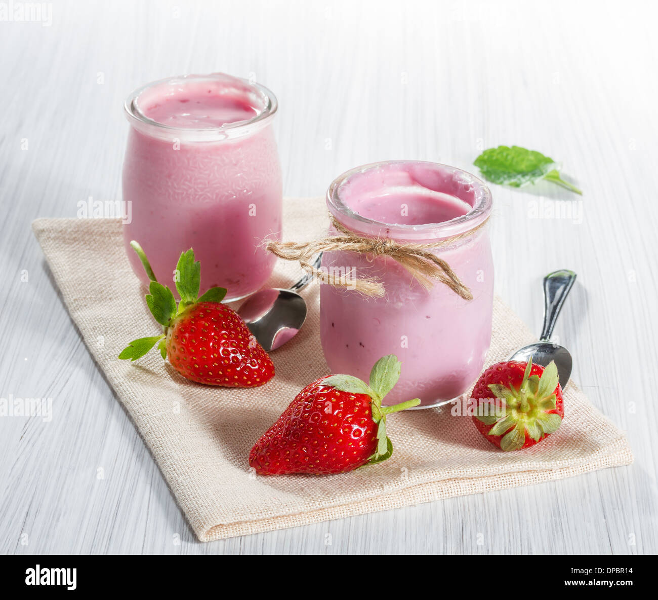 Strawberry yogurt with fresh strawberries Stock Photo - Alamy