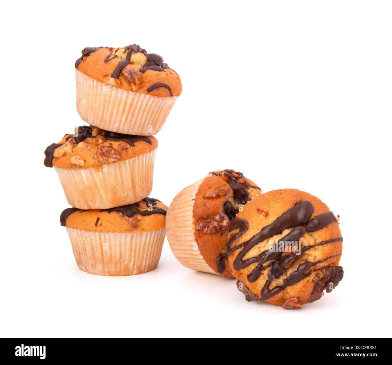 Stacked muffins isolated on white background Stock Photo - Alamy