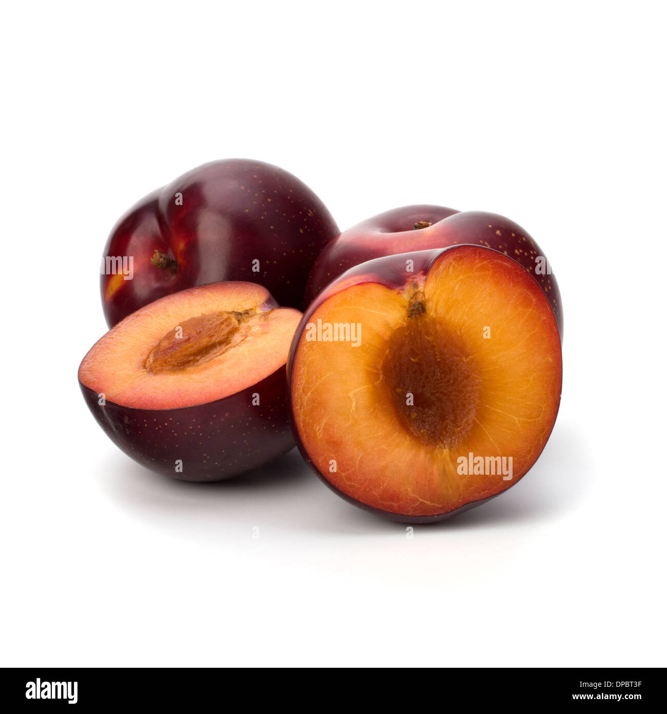 Red plum fruit isolated on white background Stock Photo - Alamy