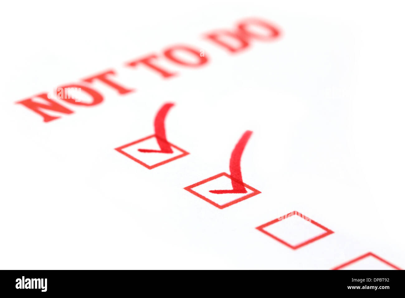 Not to Do Check List marked by red ink Stock Photo - Alamy