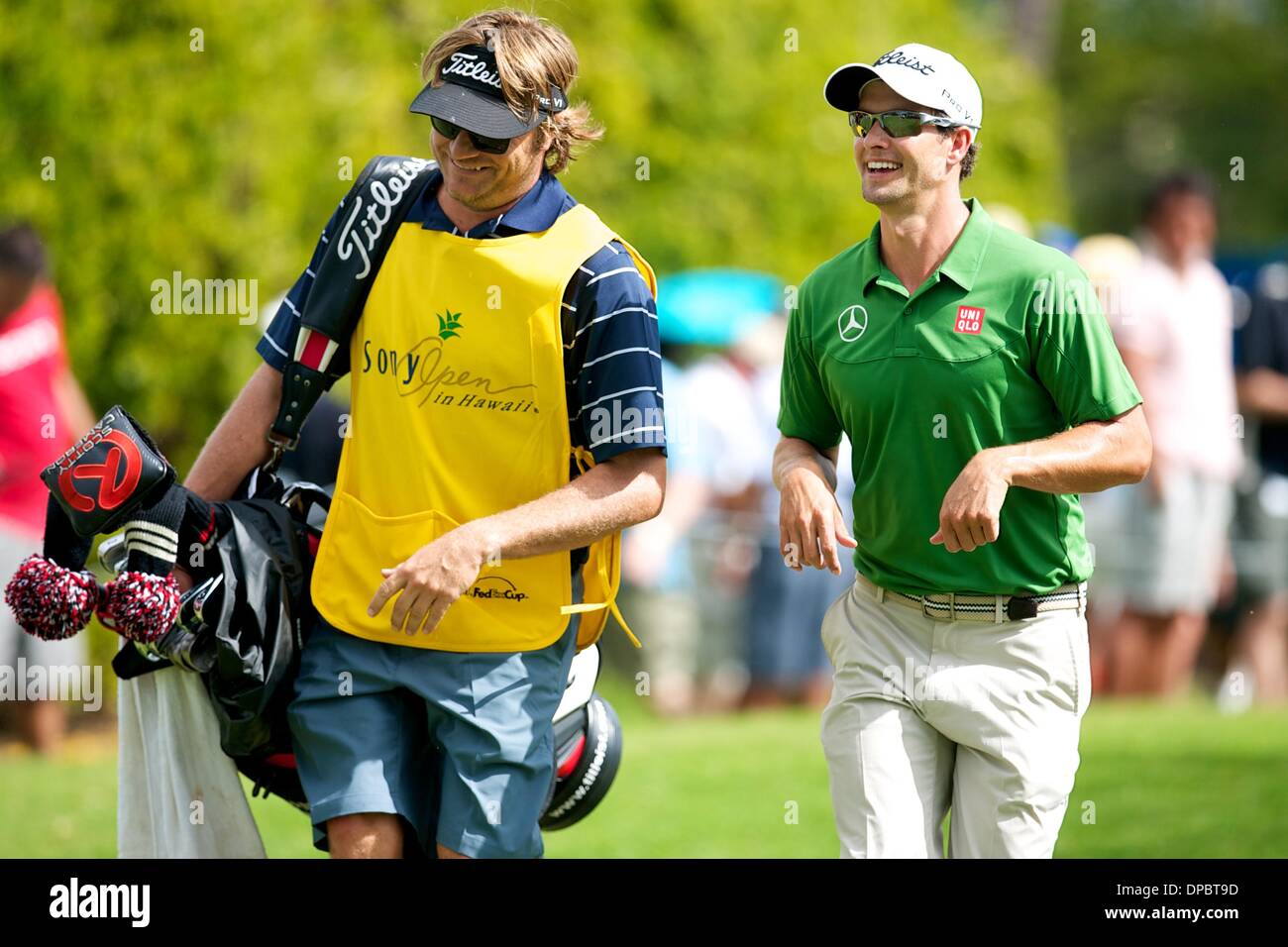 Honolulu, HI, USA. 10th Jan, 2014. January 10, 2014 - Adam Scott jokes ...